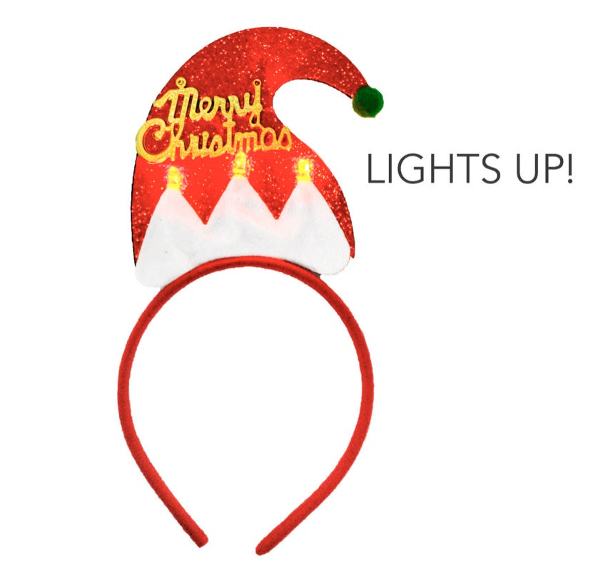 SANTA HAT HEADBAND WITH LIGHTS