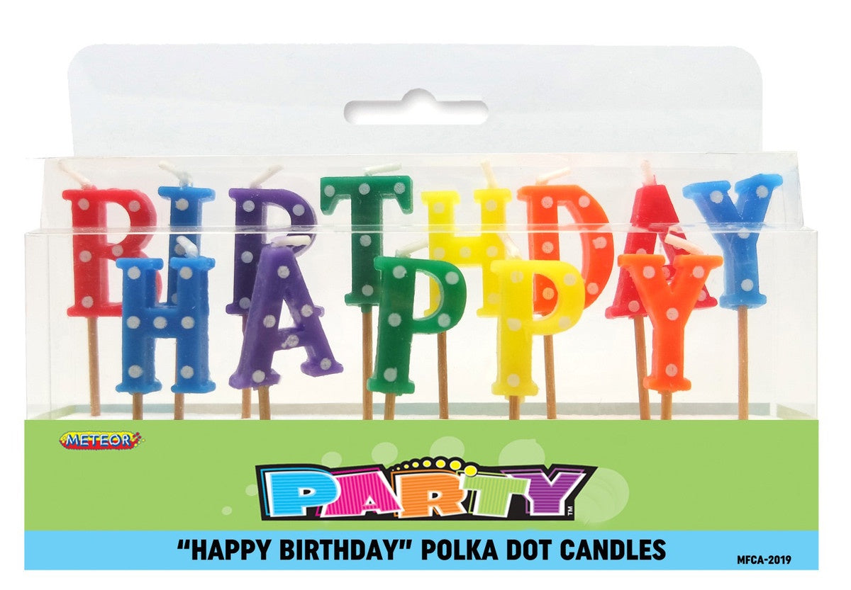 "HAPPY BIRTHDAY" POLKA DOT CANDLE