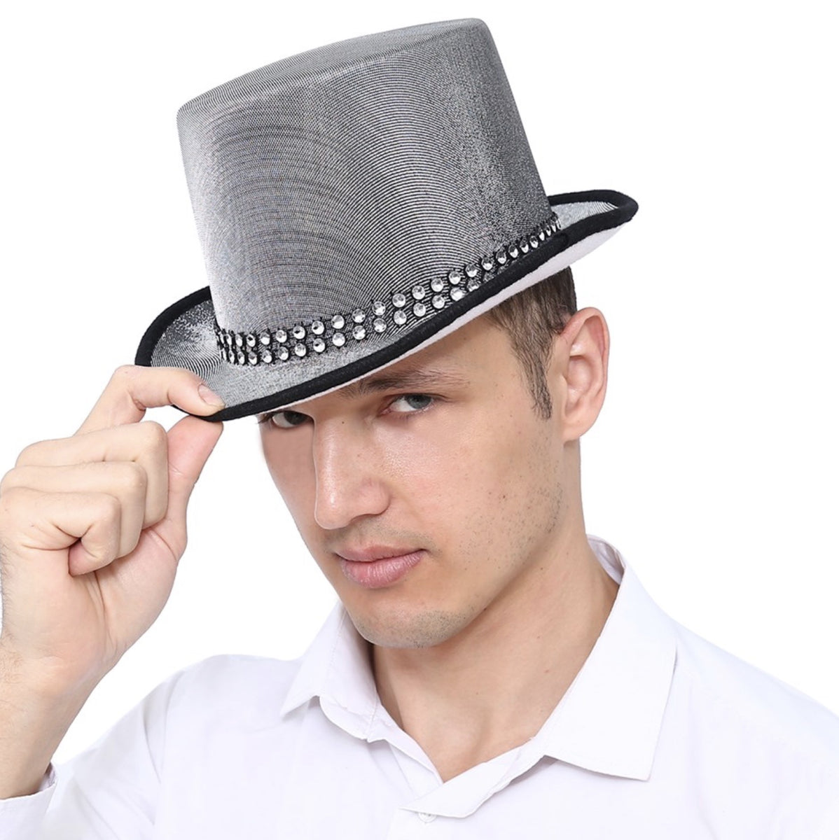 METALLIC TOP HAT-SILVER