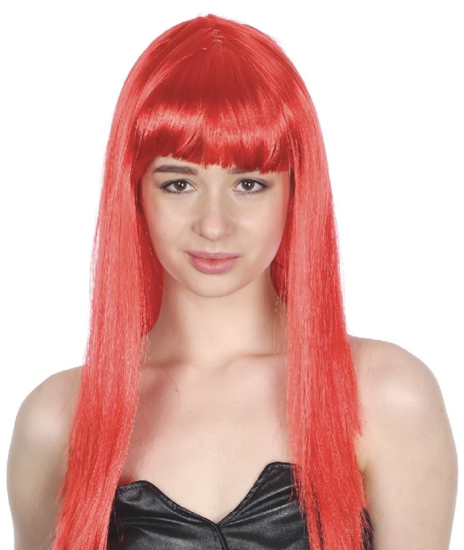 RED LONG WIG WITH FRINGE