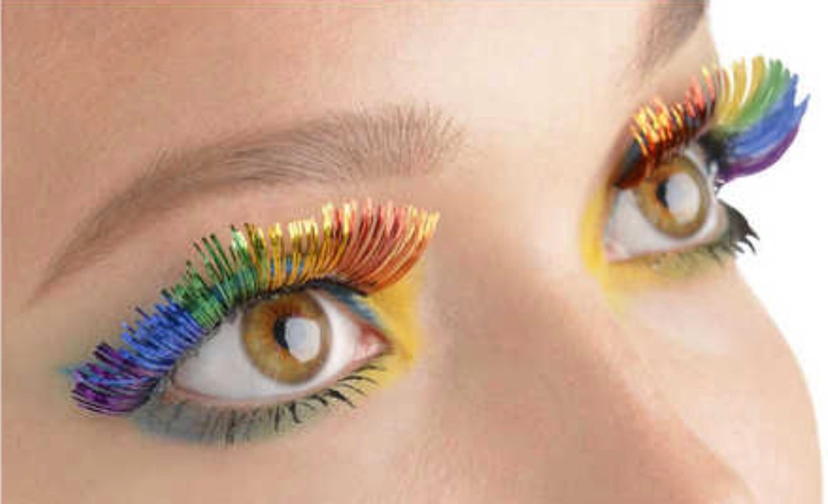 TINSEL EYELASHES - RAINBOW