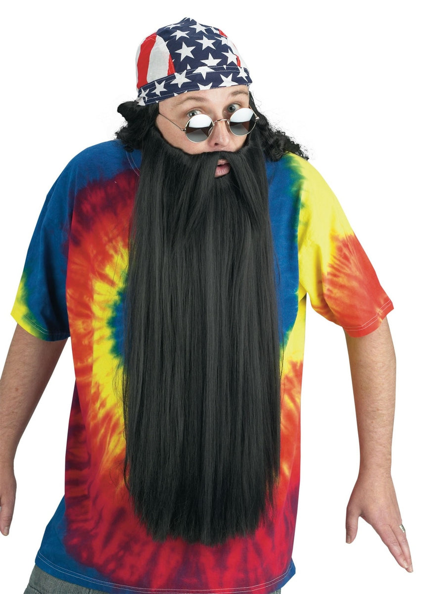 Extra Long Black Beard With Mustache | Party Land Online