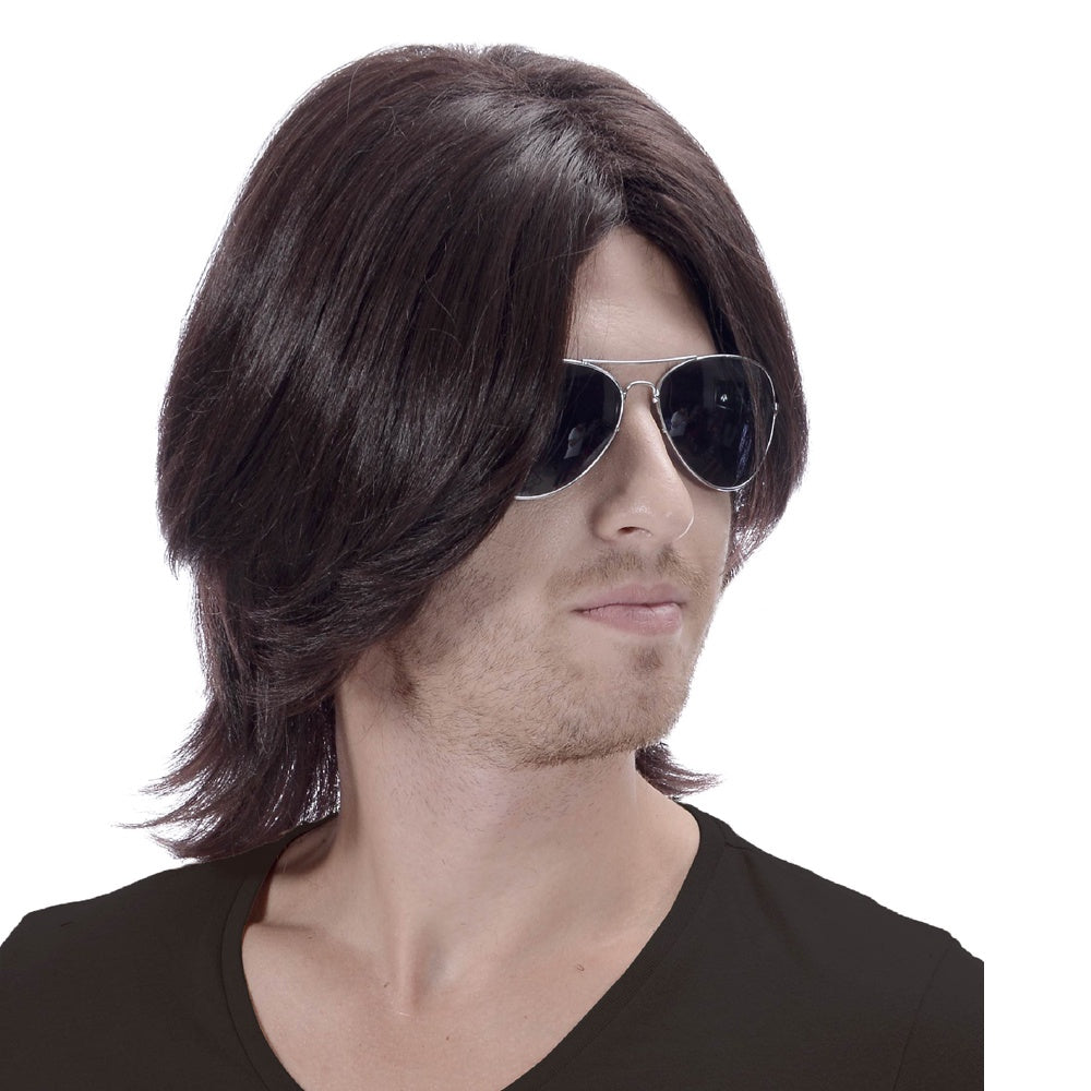 MENS LONG BROWN WIG