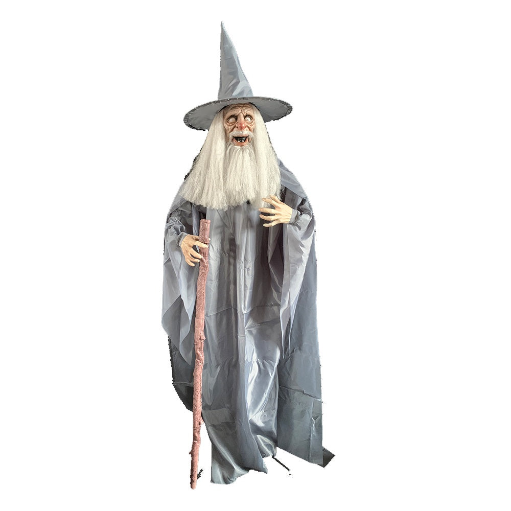 STANDING ANIMATED WIZARD W/STAFF 120X20X190CM