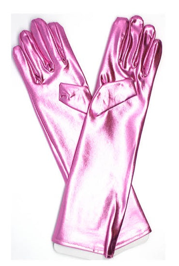 Long Pink Satin Gloves