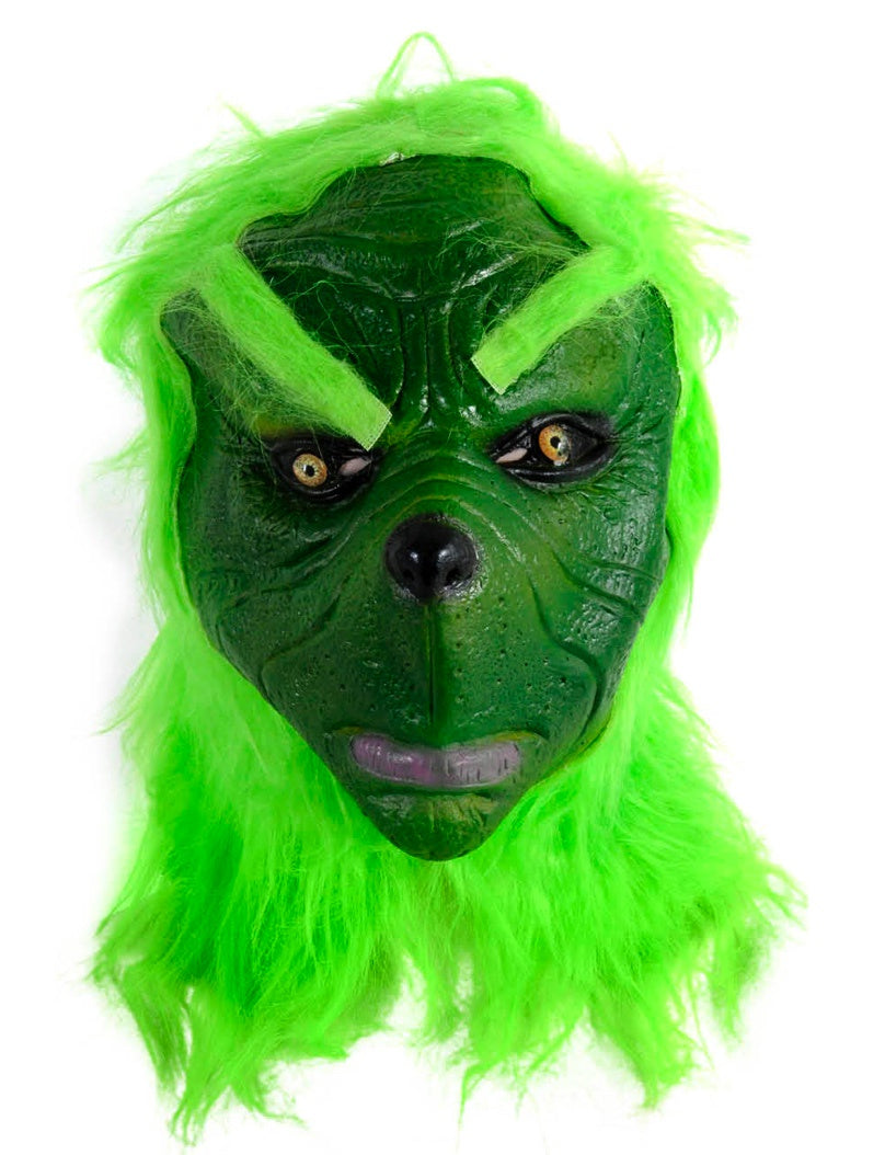 Grumpy Green Grinch Santa Latex Mask