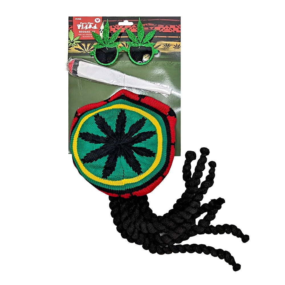 REGGAE SET, HAT, JOINT, GLITTER WEED GLASSES