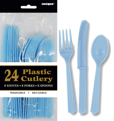 24pk Powder Blue Plastic Cutlery