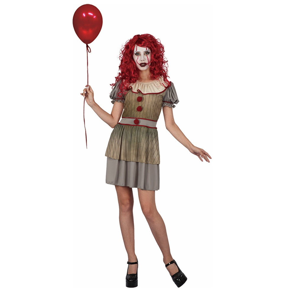 EVIL GIRL CLOWN COSTUME DRESS,