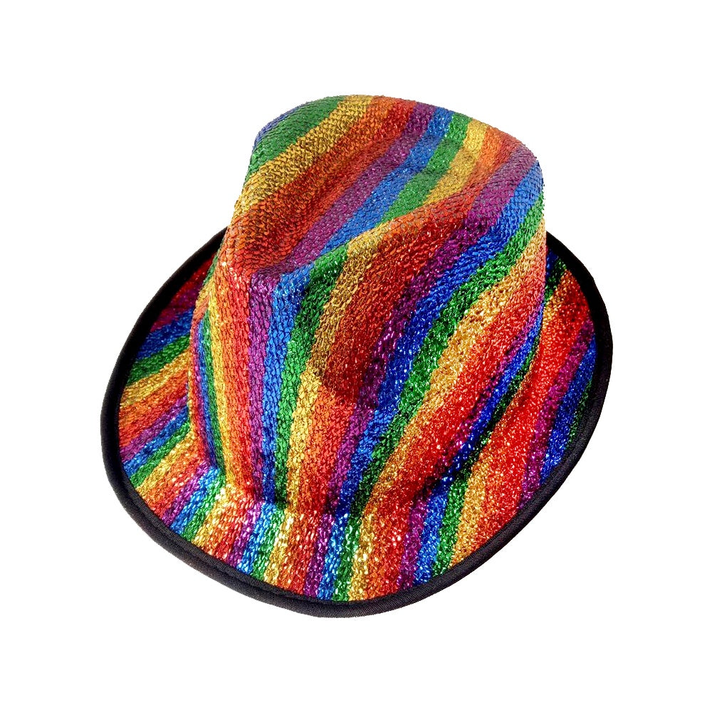 RAINBOW SPARKLY FEDORA HAT
