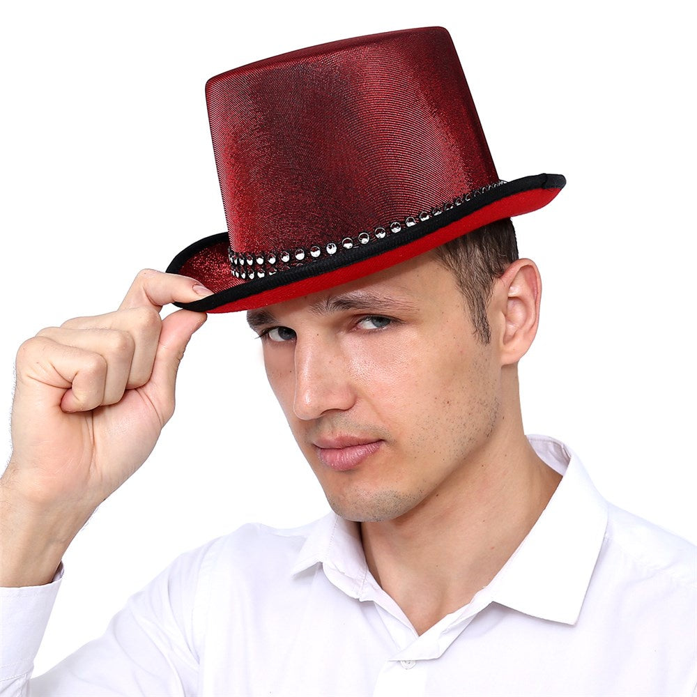 METALLIC TOP HAT-RED