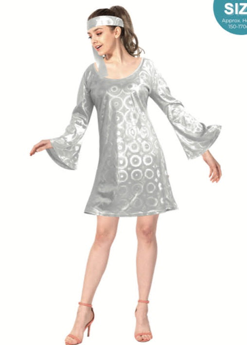 Adult Disco Dress (Silver)-One size