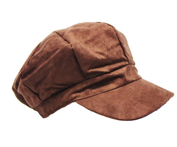 8 PANEL POOR BOY CAP (SUEDE)-LIGHT BROWN
