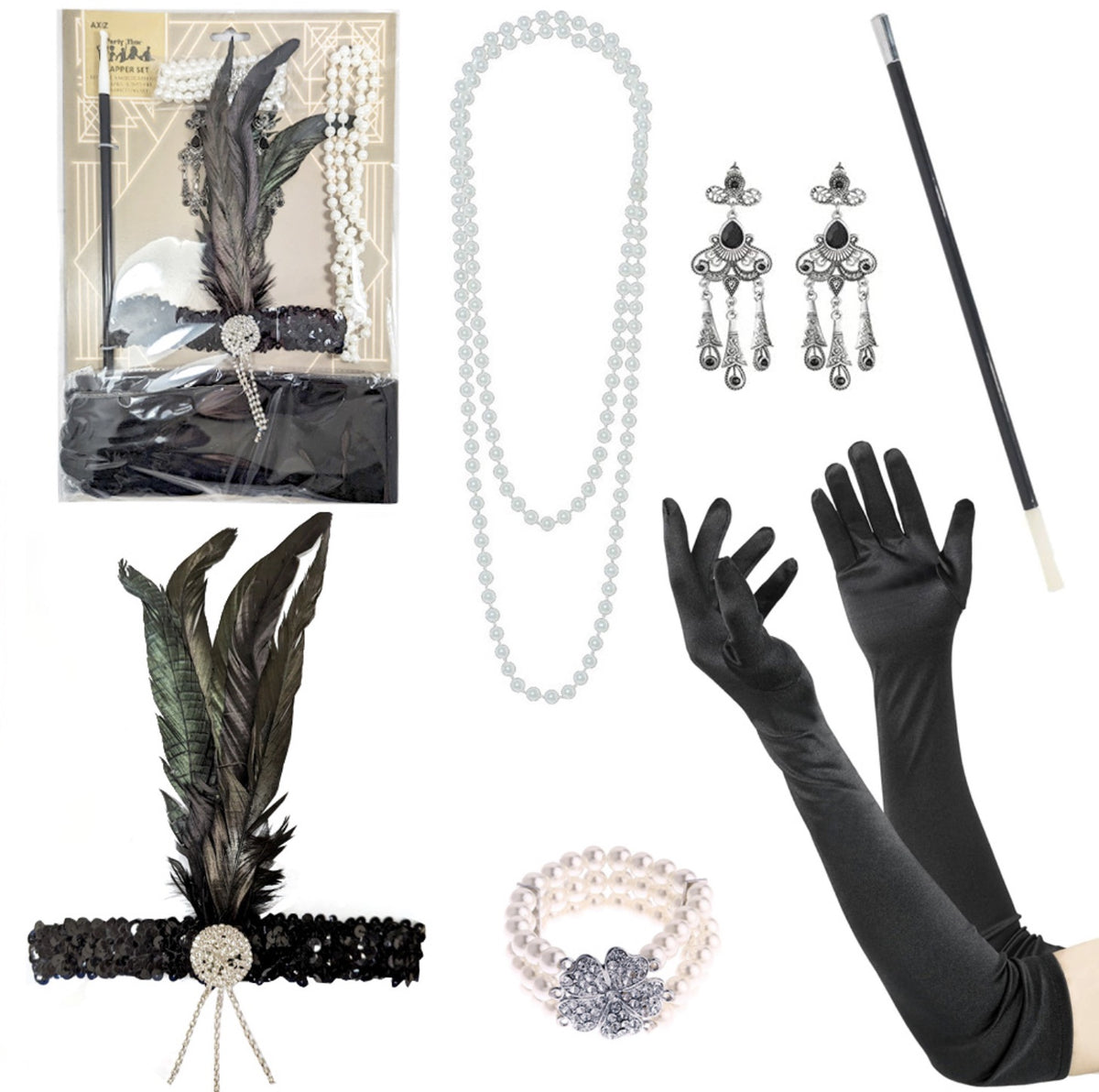 DELUXE 7 PIECE GLAMOUR FLAPPER SET
