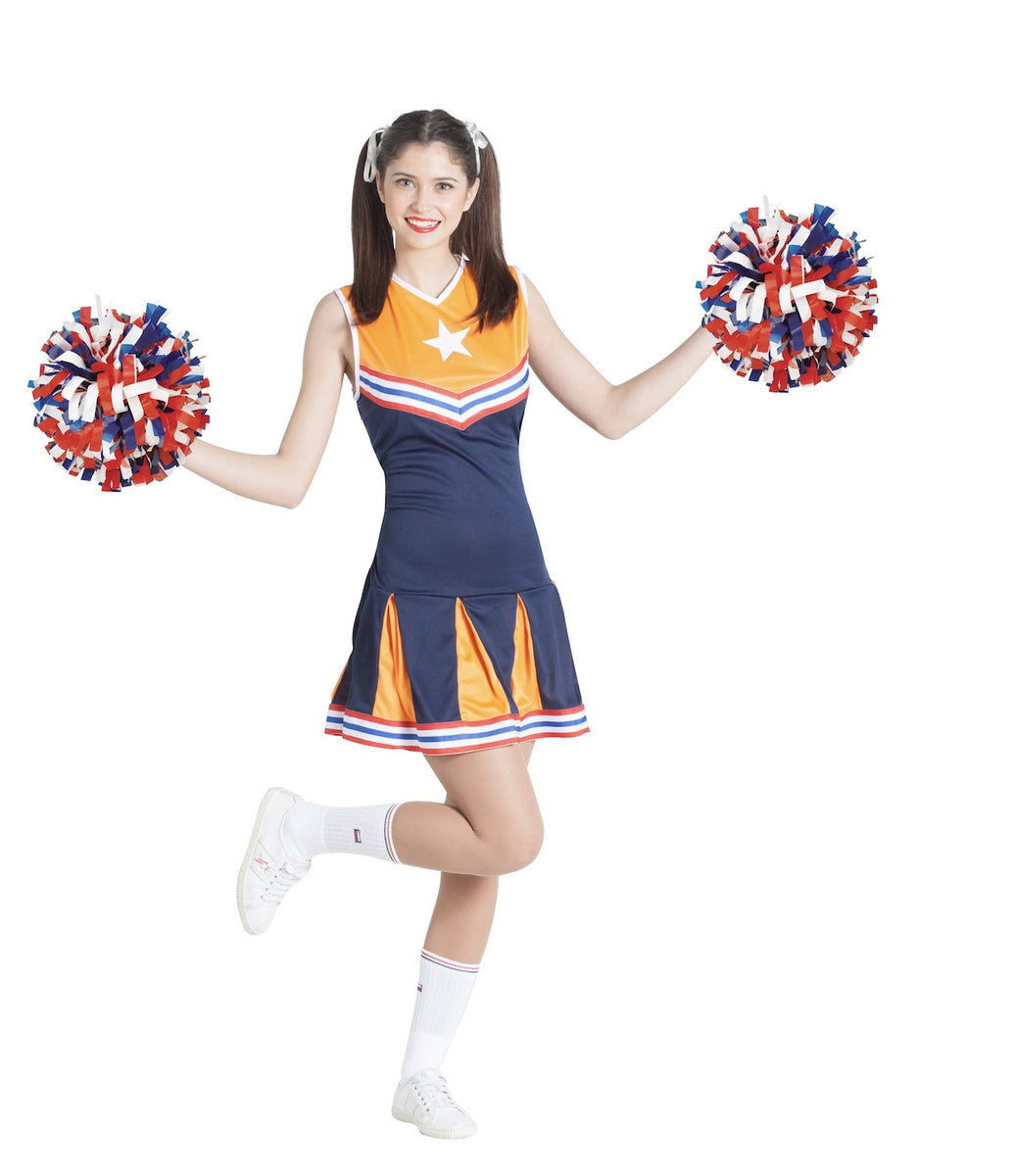 CHEERLEADER ORANGE COSTUME-ONE SIZE