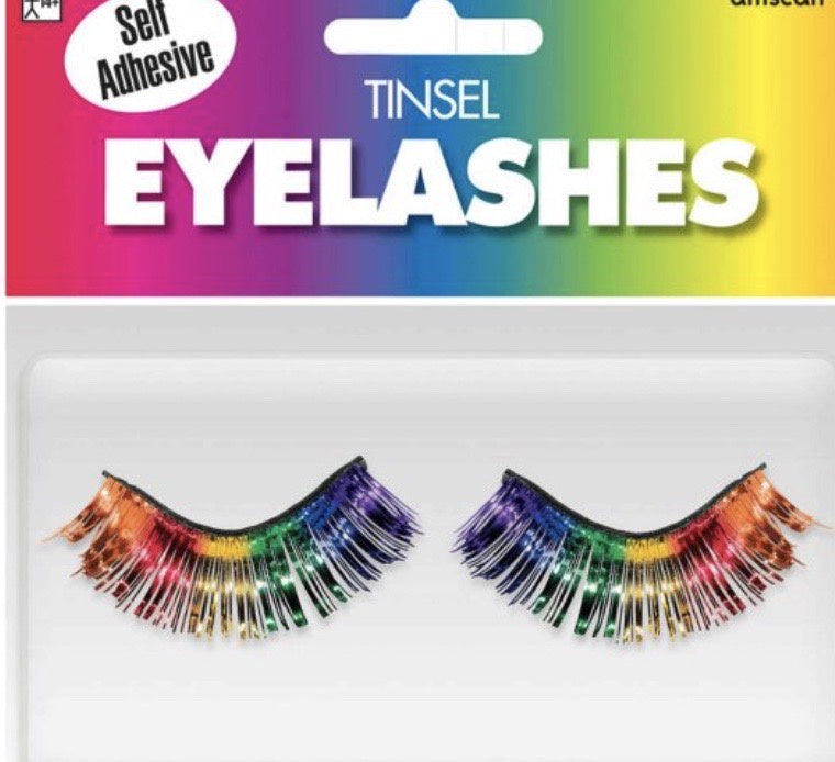 TINSEL EYELASHES - RAINBOW