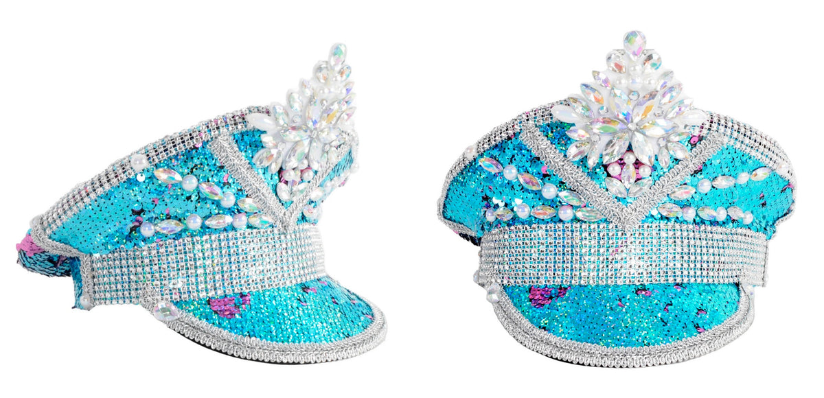 DELUXE ICE BLUE SEQUIN FESTIVAL CAP