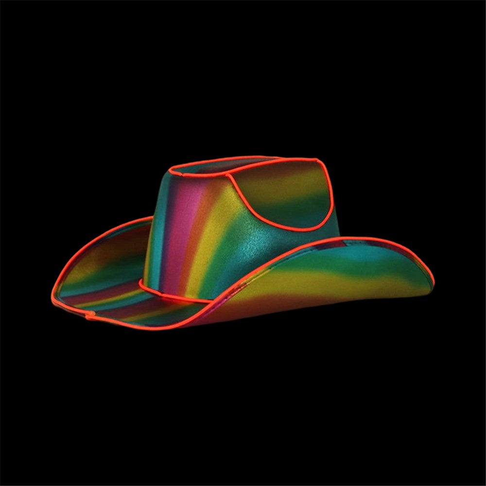 LIGHT UP RAINBOW COWBOY HAT