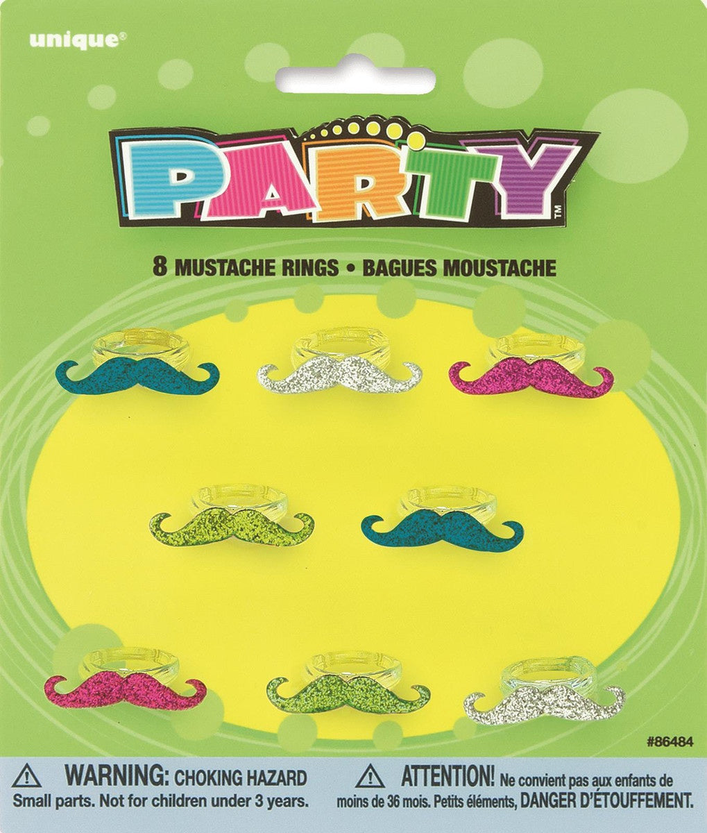 8 MOUSTACHE RINGS